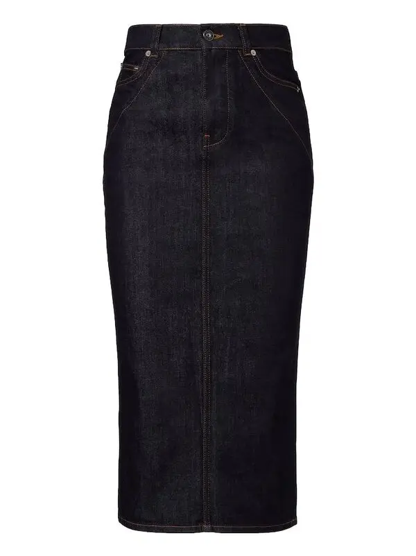 Givenchy Denim Midi Skirt - Blue