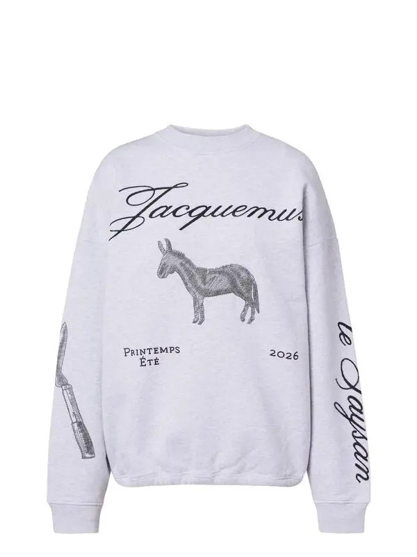 Jacquemus Ane Embroidered Cotton Sweatshirt - Grey