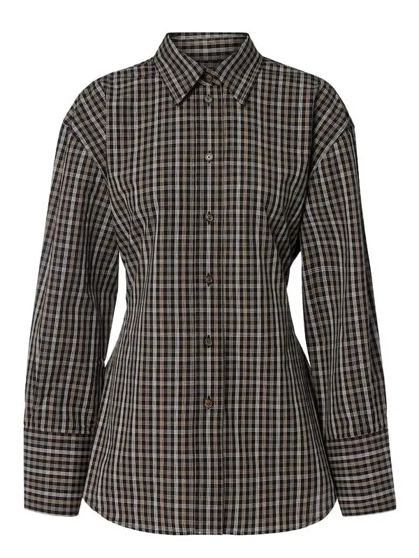 RÓHE Checked Cotton Shirt - Black