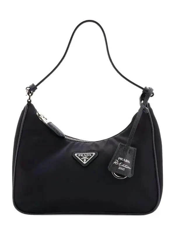 Prada Re-edition 2005 Tessuto Saffiano Leather Mini Hobo Bag - Black