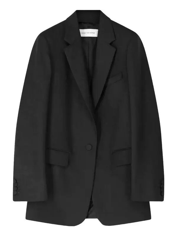 Dries Van Noten Loose-fit Herringbone Wool Blazer - Blue