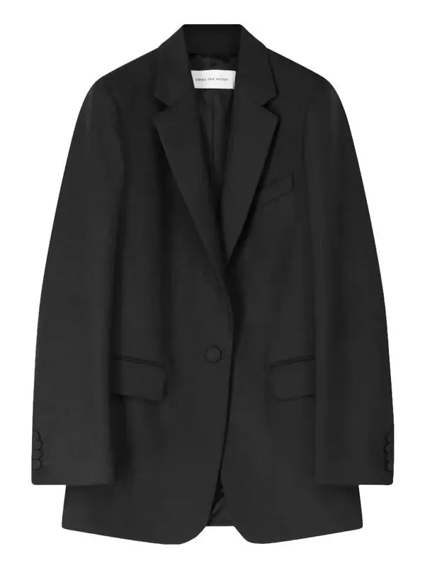 Dries Van Noten Loose-fit Herringbone Wool Blazer - Blue