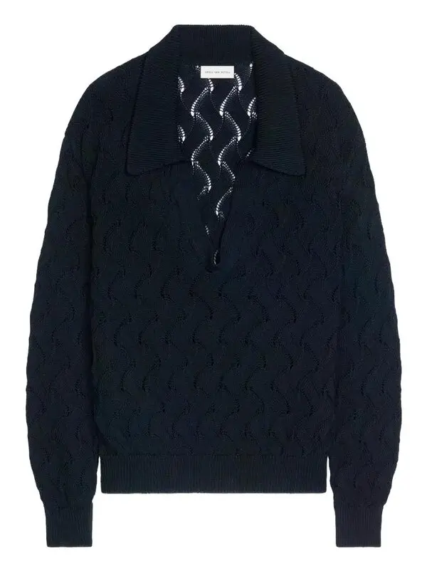 Dries Van Noten Polo-collar Sweater - Blue