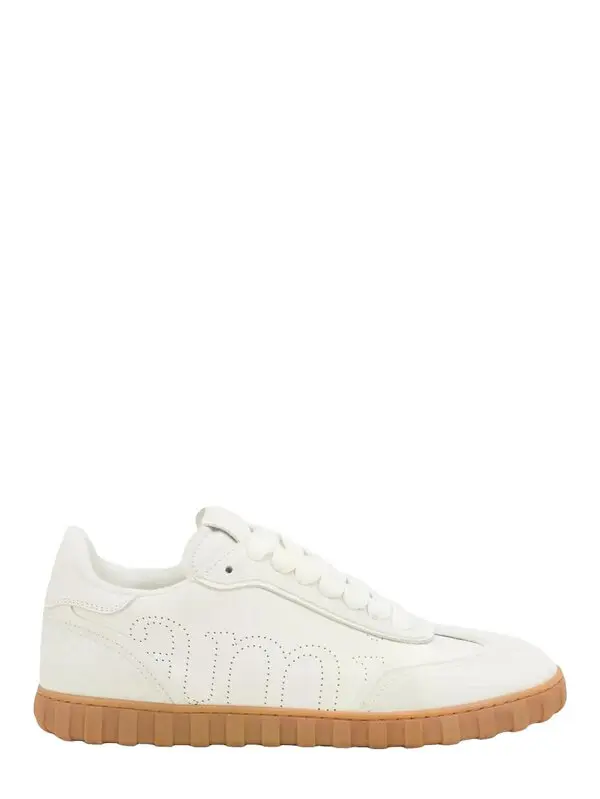 Ami Perforated Logo Leather Sneakers - Neutrals