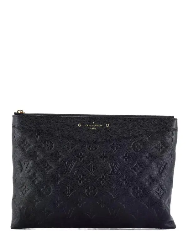 LOUIS VUITTON Daily Monogram Empreinte Leather Pouch - Black