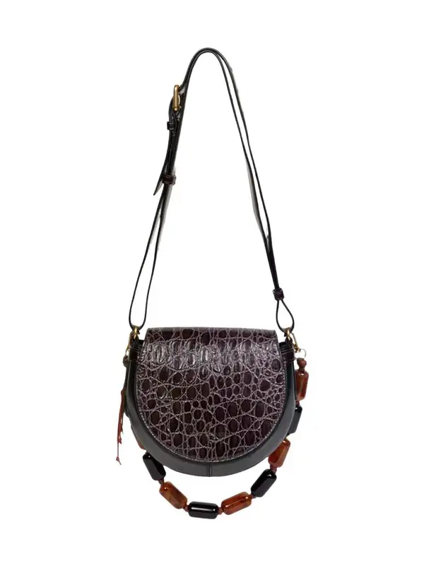 Dries Van Noten Crocodile-effect Beaded Cross Body Bag - Brown