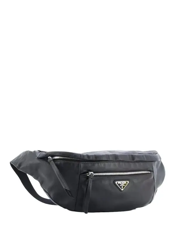 Prada Front Pocket Soft Calfskin Large Belt Bag - Black