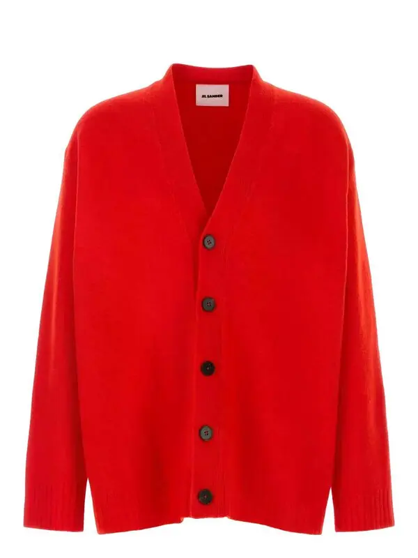 JIL SANDER Buttoned Wool Cardigan - Red