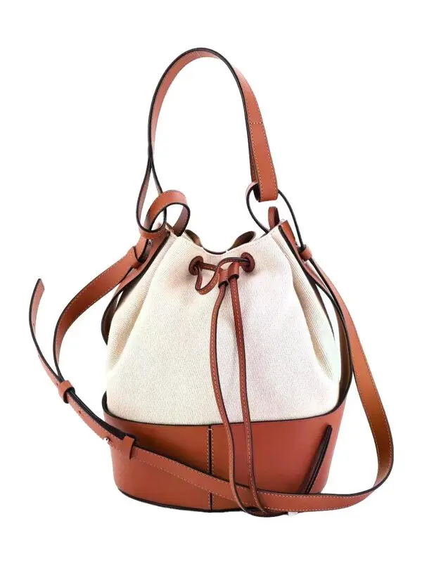 Loewe Balloon Canvas And Leather Medium Bucket Bag - Brown
