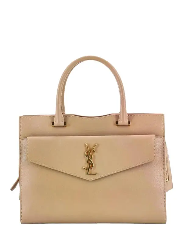 Saint Laurent Uptown Leather Medium Tote Bag - Neutrals