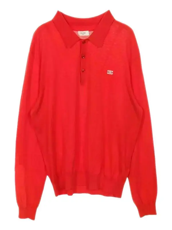Celine 2010s Embroidery Classic Fit Polo Shirt - Red