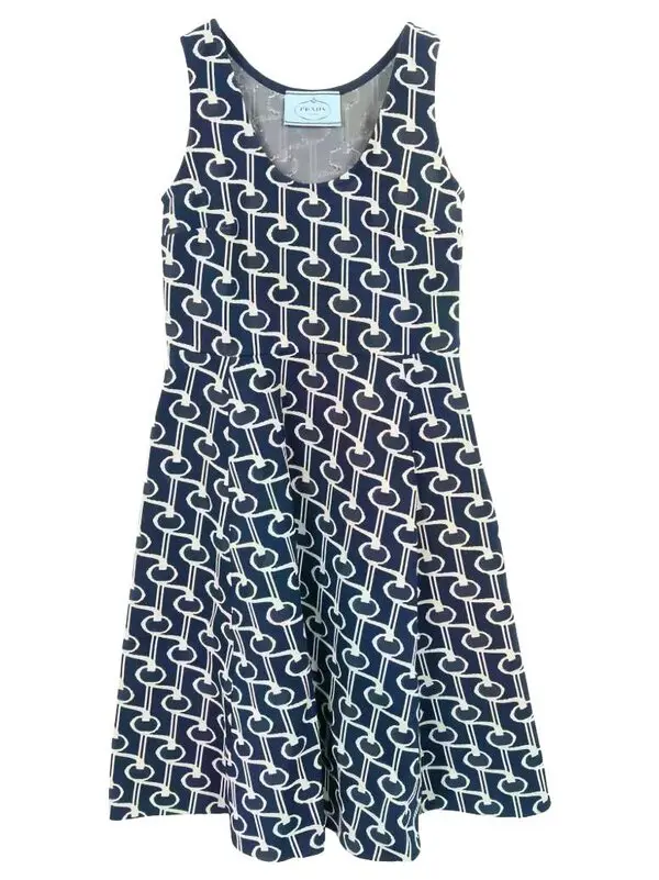 Prada 2010s Geometric-print Mini Dress - Blue
