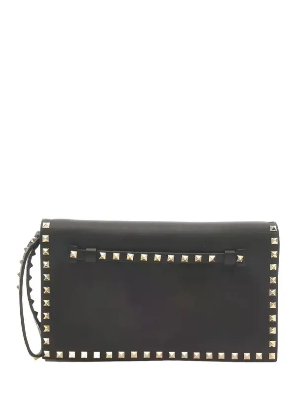 Valentino Garavani 2010s Rockstud Leather Clutch - Black