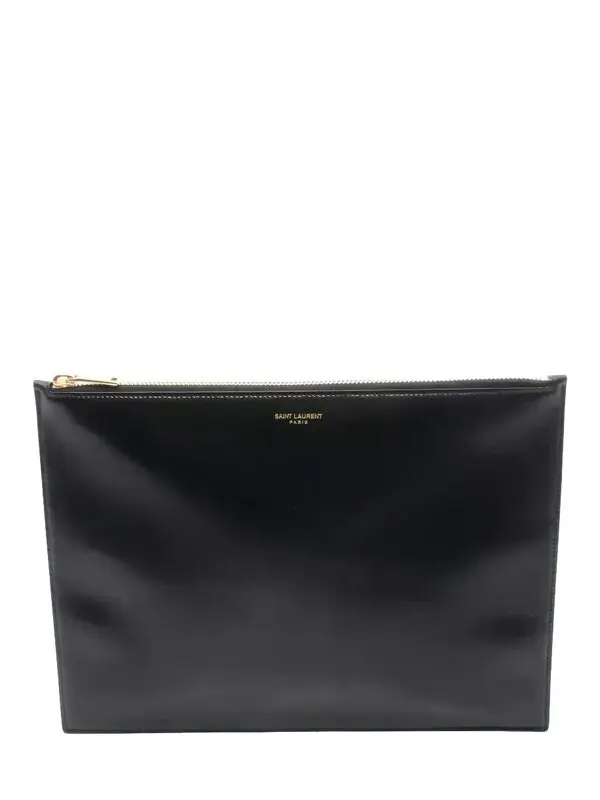 Saint Laurent 2010s Leather Clutch Bag - Black