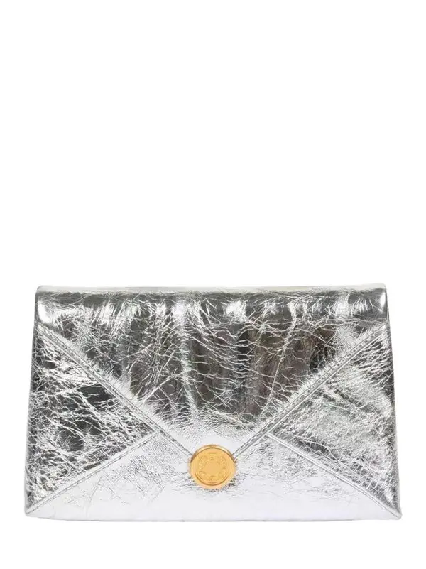 Dries Van Noten Leather Envelope Clutch - Silver