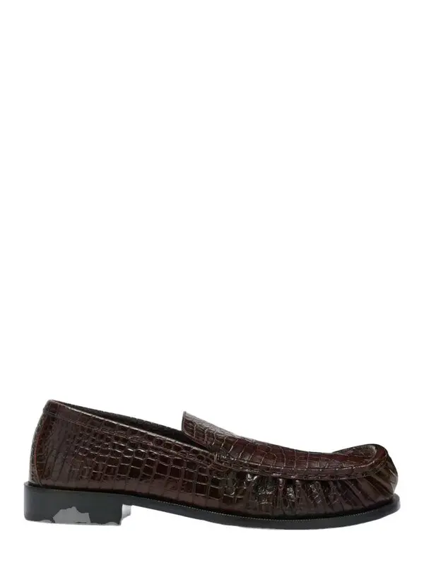 Dries Van Noten Embossed Leather Loafers - Brown