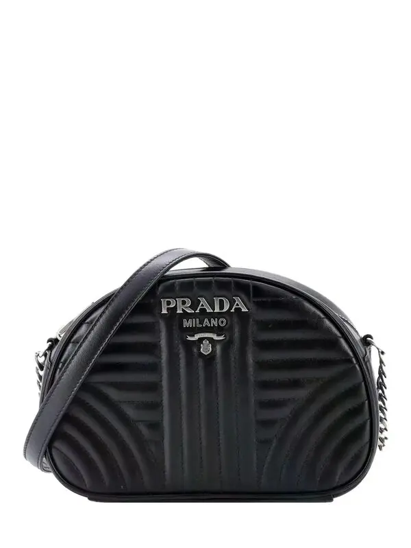 Prada Dome Diagramme Quilted Leather Crossbody Bag - Black