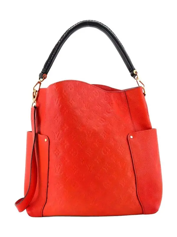 LOUIS VUITTON Bagatelle Monogram Empreinte Leather Hobo Bag - Orange
