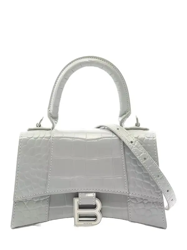 Balenciaga 2010s Hourglass Croc-embossed Tote Bag - Grey