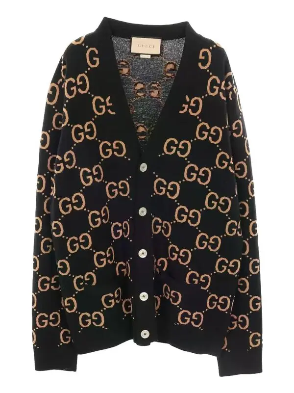 Gucci 2000s Jacquard Wool Cardigan - Black