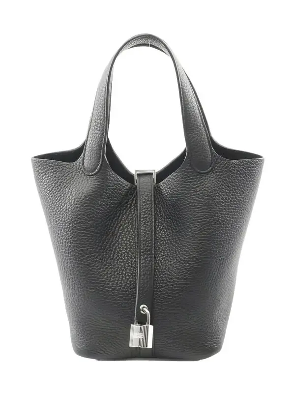 Hermès 2023 Leather Handbag With Lock - Black