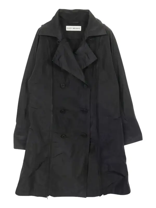 Issey Miyake 2000s Button Trench Coat - Black