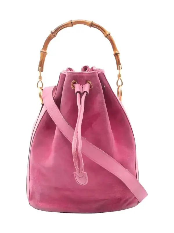 Gucci 2000s Bamboo Suede Bucket Bag - Pink
