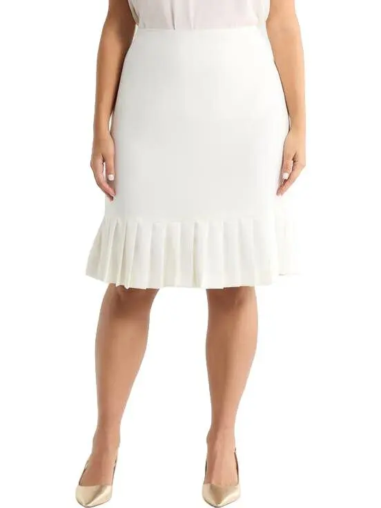 KASPER Pleated Hem Pencil Skirt - Vanilla Ice