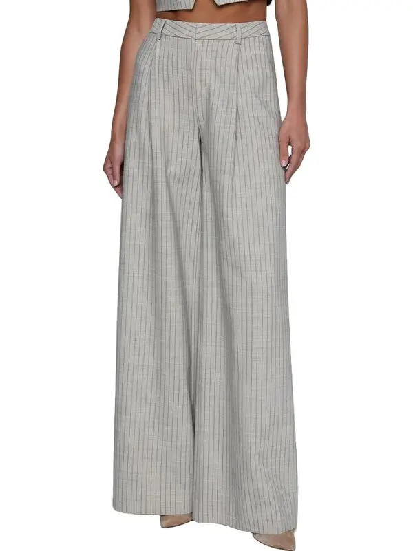 L'Agence Allanah Pinstripe Wide Leg Trousers - Grey/tan Pinstripe
