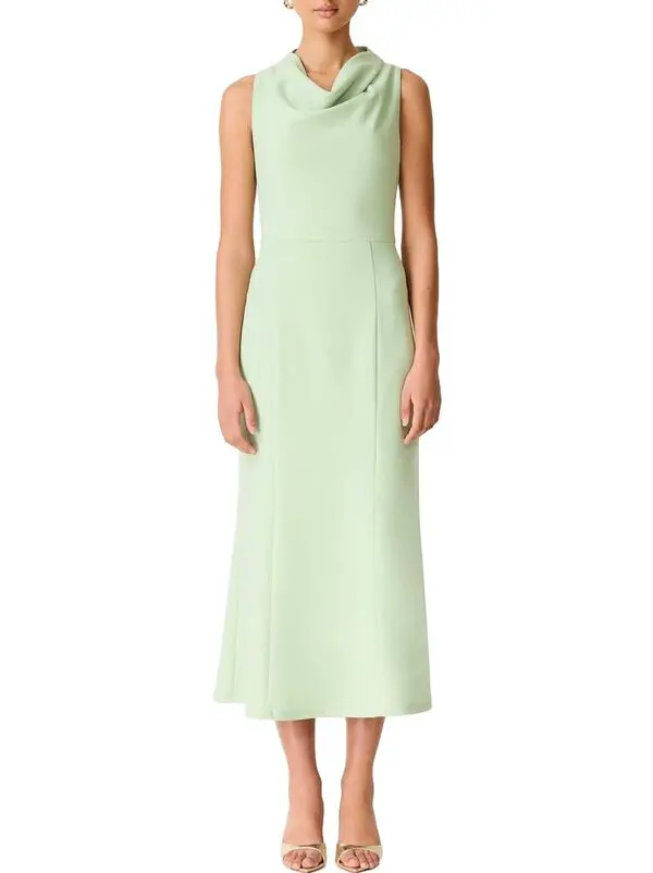 ELLIATT Jamie Cowl Neck Crepe Dress - Sage