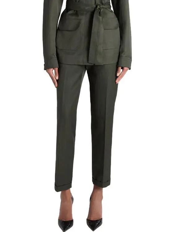 TOM FORD Twill Chino Ankle Pants - Dark Pine