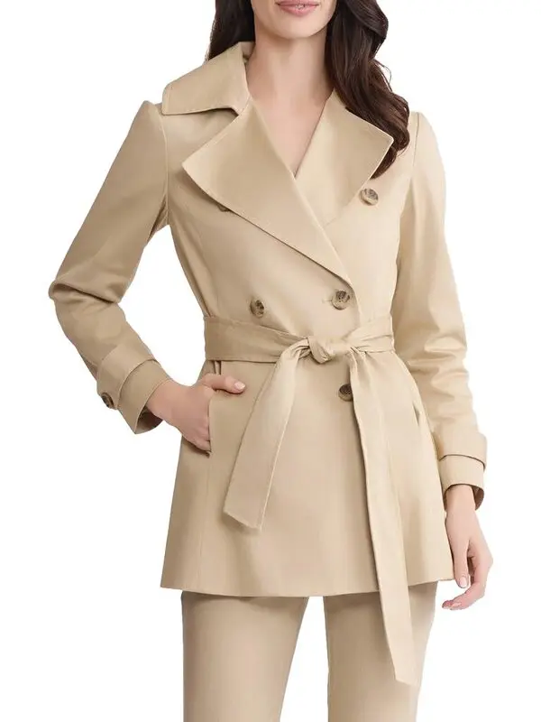Jones New York Double Breasted Trench Coat - Jones Khaki