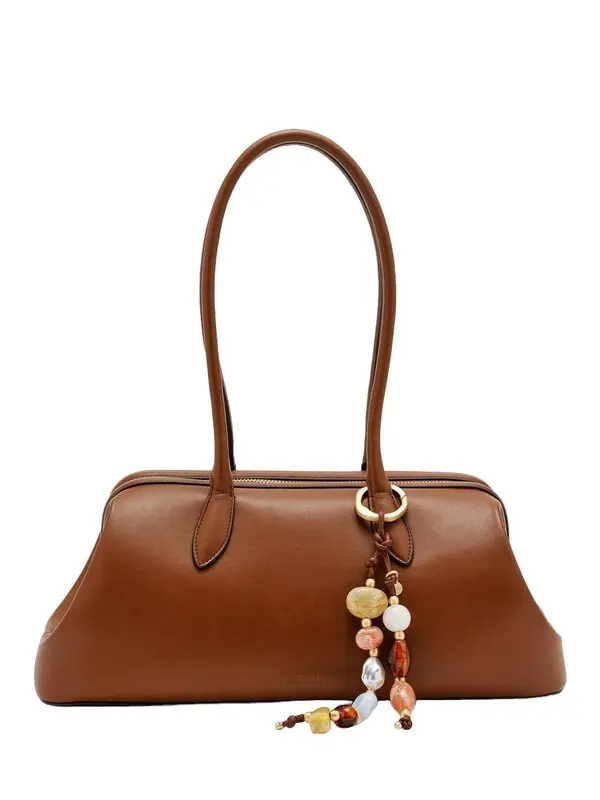 Cult Gaia Raia Leather Satchel - Saddle