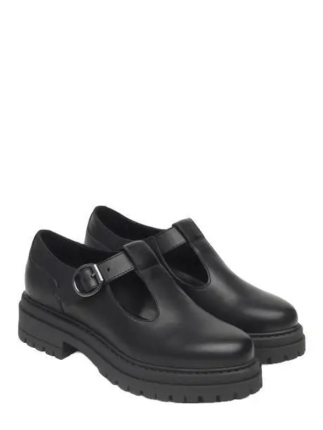 NEROGIARDINI Leather Mary Jane Flats - Black