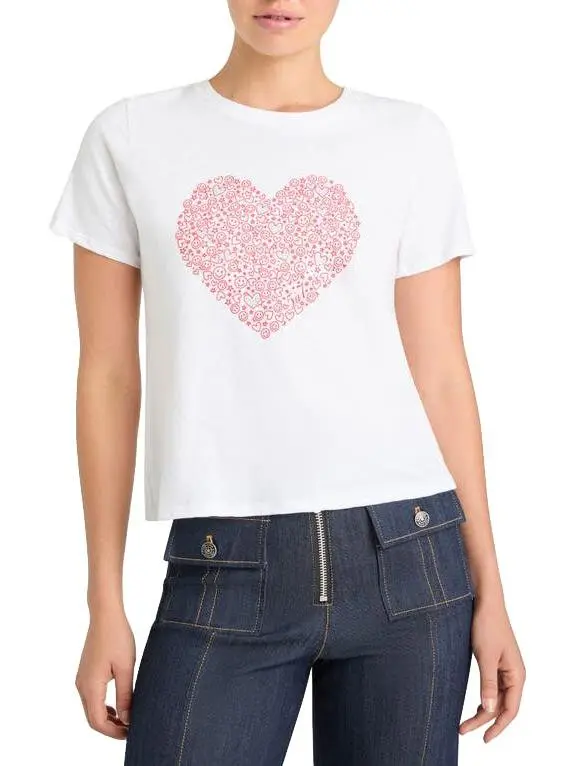 Cinq À Sept Rhinestone Doodle Heart T-shirt - White/bisou