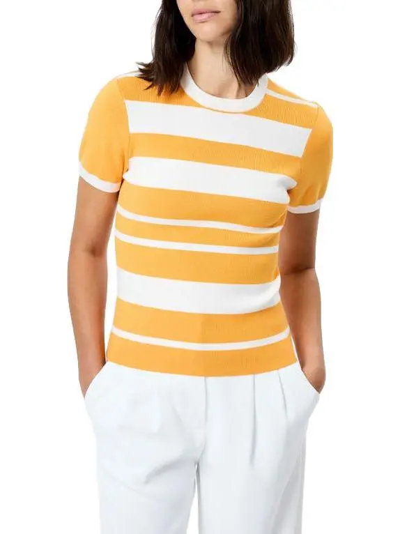 French Connection Striped Knit Top - Clementine-white