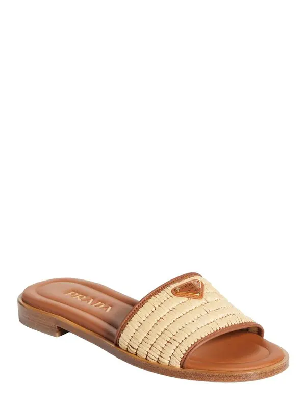 Prada Raffia Slide Sandal - Naturale