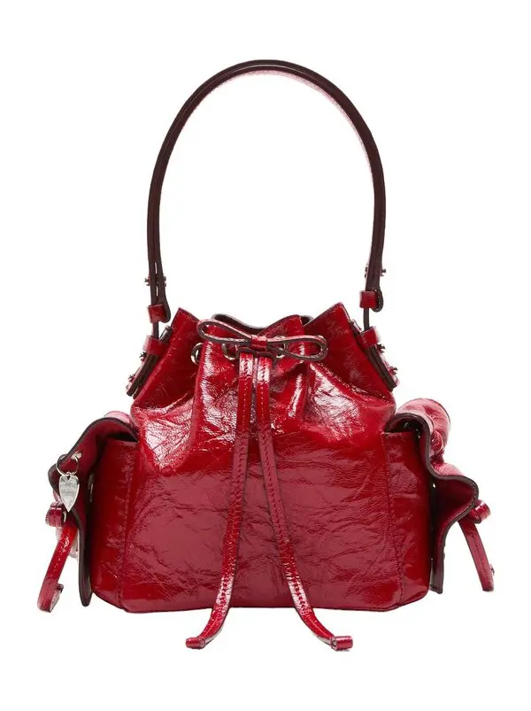Acne Studios Mini Multipocket Crinkled Leather Bucket Bag - Red