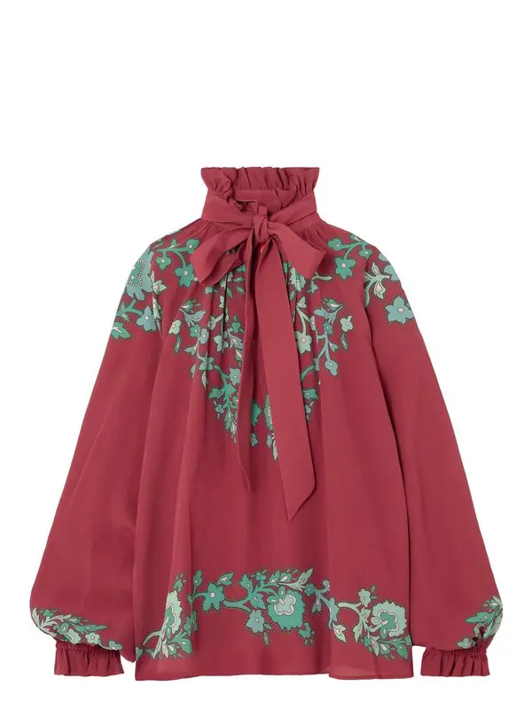 La DoubleJ Cerere Printed Chiffon Blouse - Red
