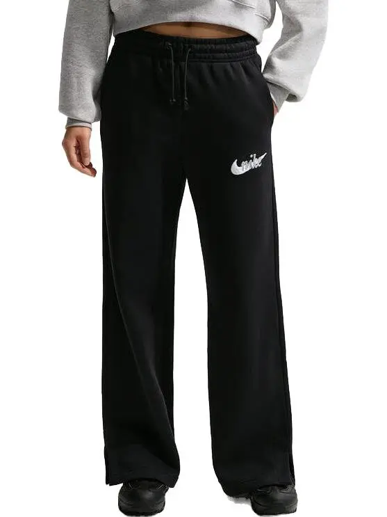 Nike Phoenix Fleece High Waist Wide Leg Pants - 010 Black/summit White