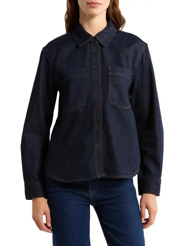 FRAME Polished Denim Button-up Shirt - Rinse