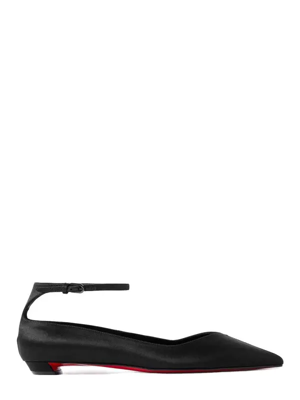 CHRISTIAN LOUBOUTIN Erozeena Satin Point-toe Flats - Black
