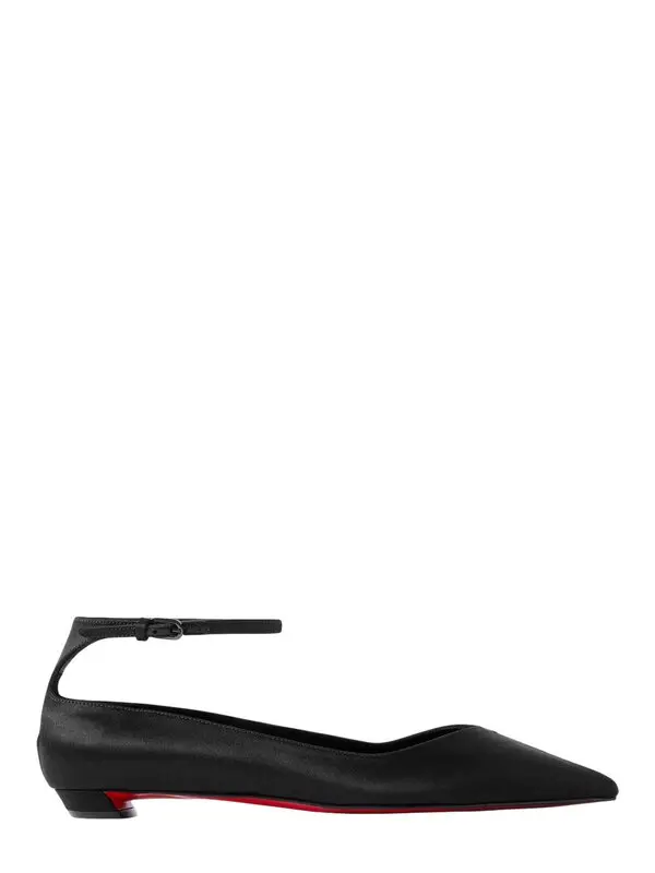 CHRISTIAN LOUBOUTIN Erozeena Satin Point-toe Flats - Black