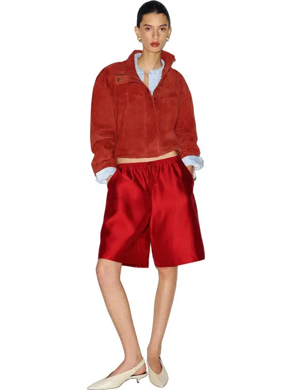 REFORMATION Veda Kendall Suede Jacket - Red