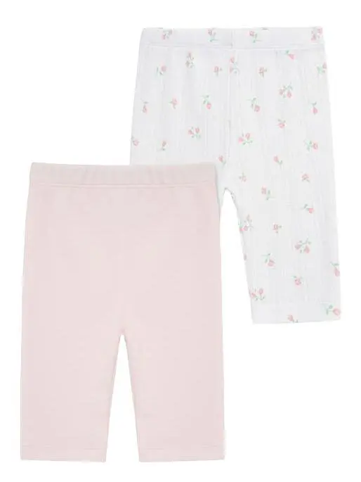 LITTLE ME Dainty Roses 2-pack Cotton Pants - Pink