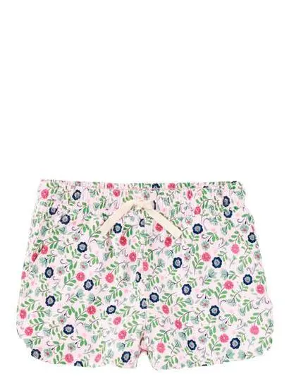 TEA COLLECTION Tie Waist Thigh Length Shorts - Azulejos Florales