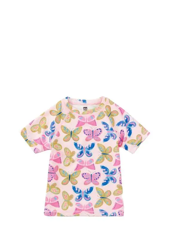 TEA COLLECTION Short Sleeve Upf 50+ Rash Guard - Flutter Fiesta