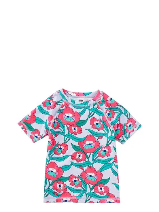 TEA COLLECTION Short Sleeve Upf 50+ Rash Guard - Nouveau Poppy