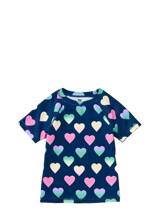 TEA COLLECTION Short Sleeve Upf 50+ Rash Guard - Ombre Hearts