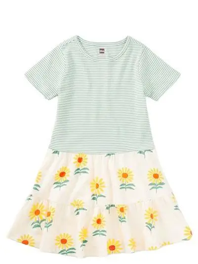 TEA COLLECTION Tiered Skirted Twirl Dress - Sunflowers